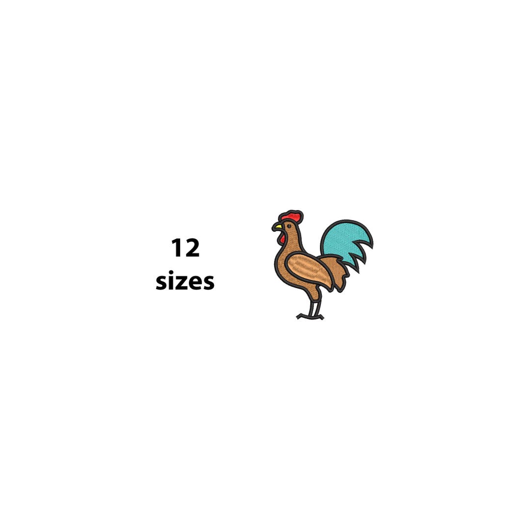 Mini Rooster Embroidery Design, 12 Sizes, Rooster Machine Embroidery ...