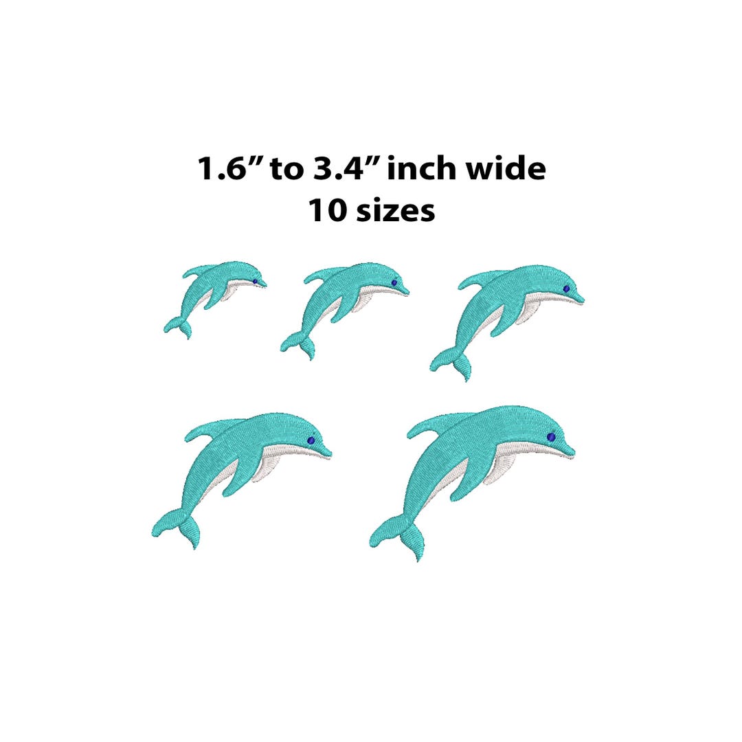 Mini Dolphin Embroidery Design, 10 Sizes, Mini Dolphin Machine ...