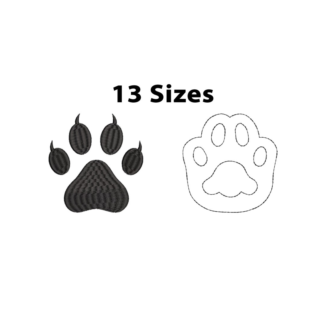 2 Mini to Large Cat Paw Embroidery Design, 13 Sizes, Cat Footprint ...