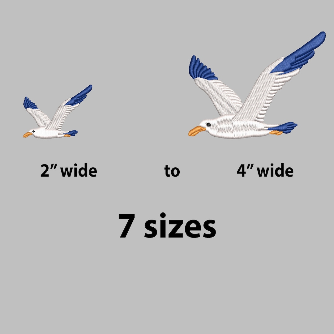 Realistic Mini Seagull Embroidery Design, 7 Size, Mini Seagull Machine ...