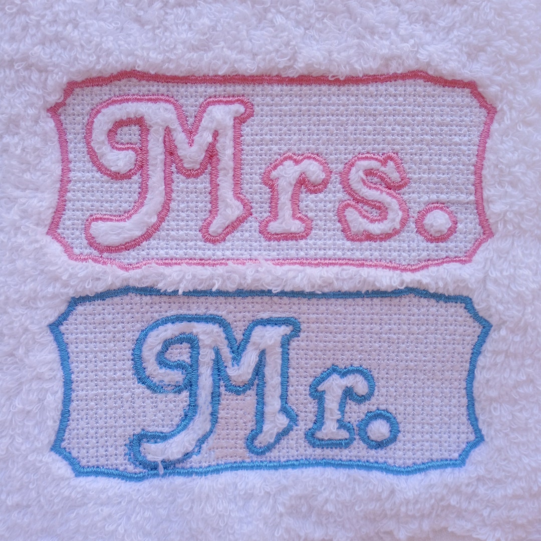 Embossed Towel Mr and Mrs Monogram Machine Eembroidery Designs, 5 Sizes ...