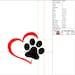 Paw With Heart Embroidery Design, 5 Sizes, Paw Dog Machine Embroidery ...