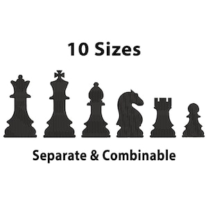 Combinable Chess Piece Embroidery Design, 10 Sizes, Mini Chess Machine ...