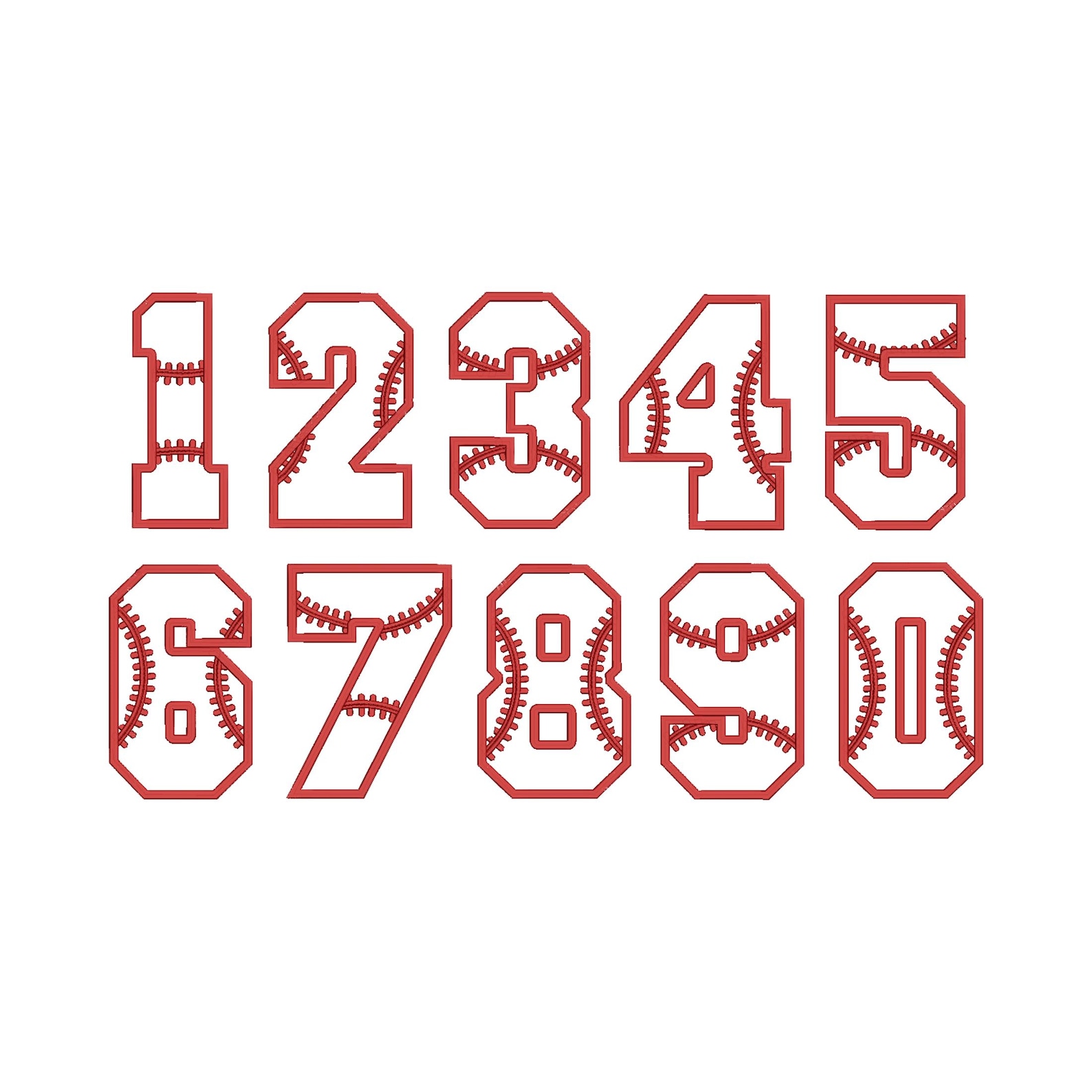Baseball Number Applique Machine Embroidery Design, 13 Size, Applique ...