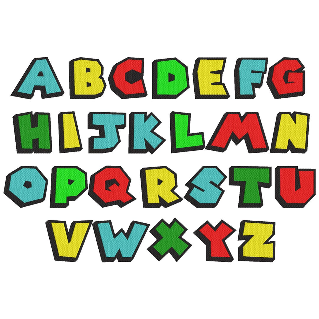 Cartoon Embroidery Font, 8 Sizes, A-Z Sorted, Cartoon Embroidery ...