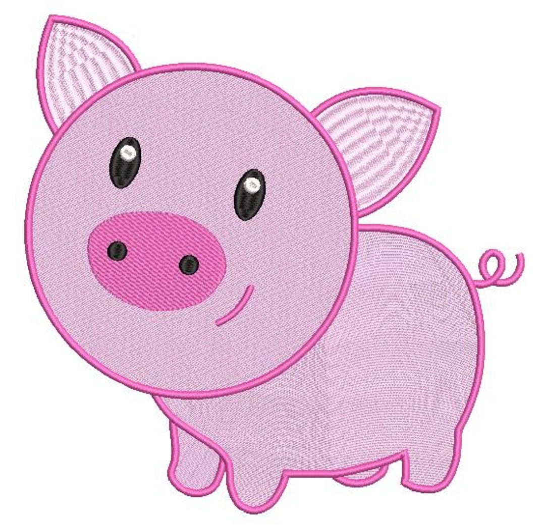 Cute Pig Embroidery Design, 15 Sizes, Pink Pig Machine Embroidery ...