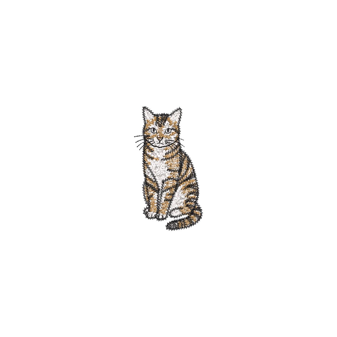 Cute Tabby Cat Sketch Embroidery Design, 7 Sizes, Stemstitch Tabby Cat ...