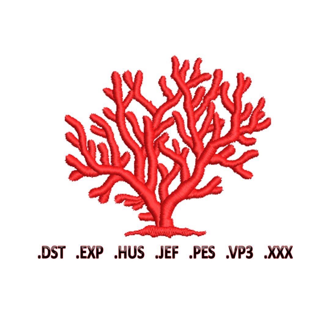 Coral Embroidery Design | 3" X 2,8" | Best for Single Needle Embroidery ...