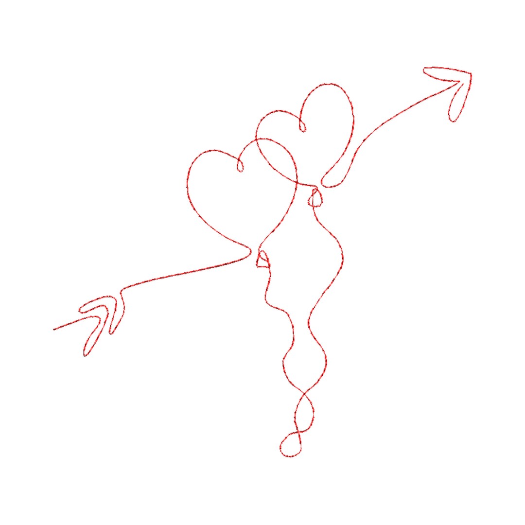 Heart With Arrow Line Art Embroidery Designs, 15 Sizes, Heart Line Art ...