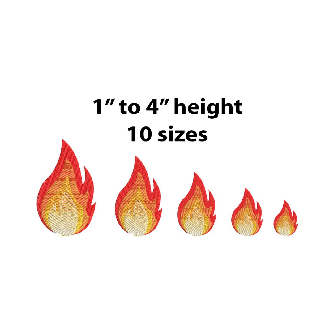 Mini Fire Flame Embroidery Design File, 10 Sizes, Fire Machine ...