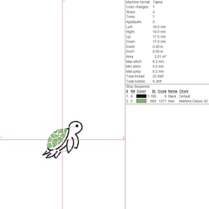 Mini Sea Turtle Machine Embroidery Design, 10 Sizes, Ocean Animal ...