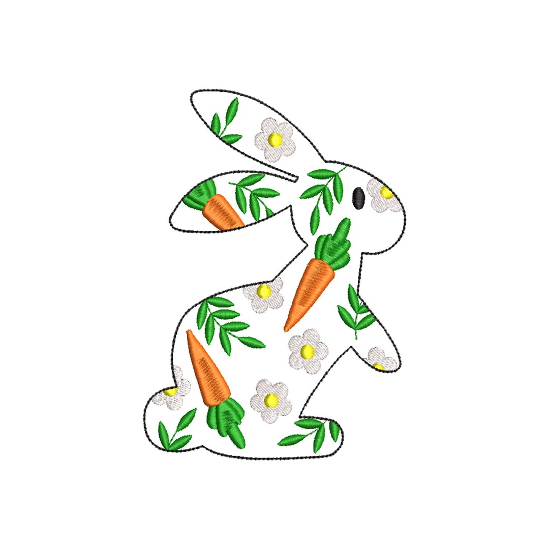 Easter Flower Bunny Outline Embroidery Design, 10 Sizes, Easter ...