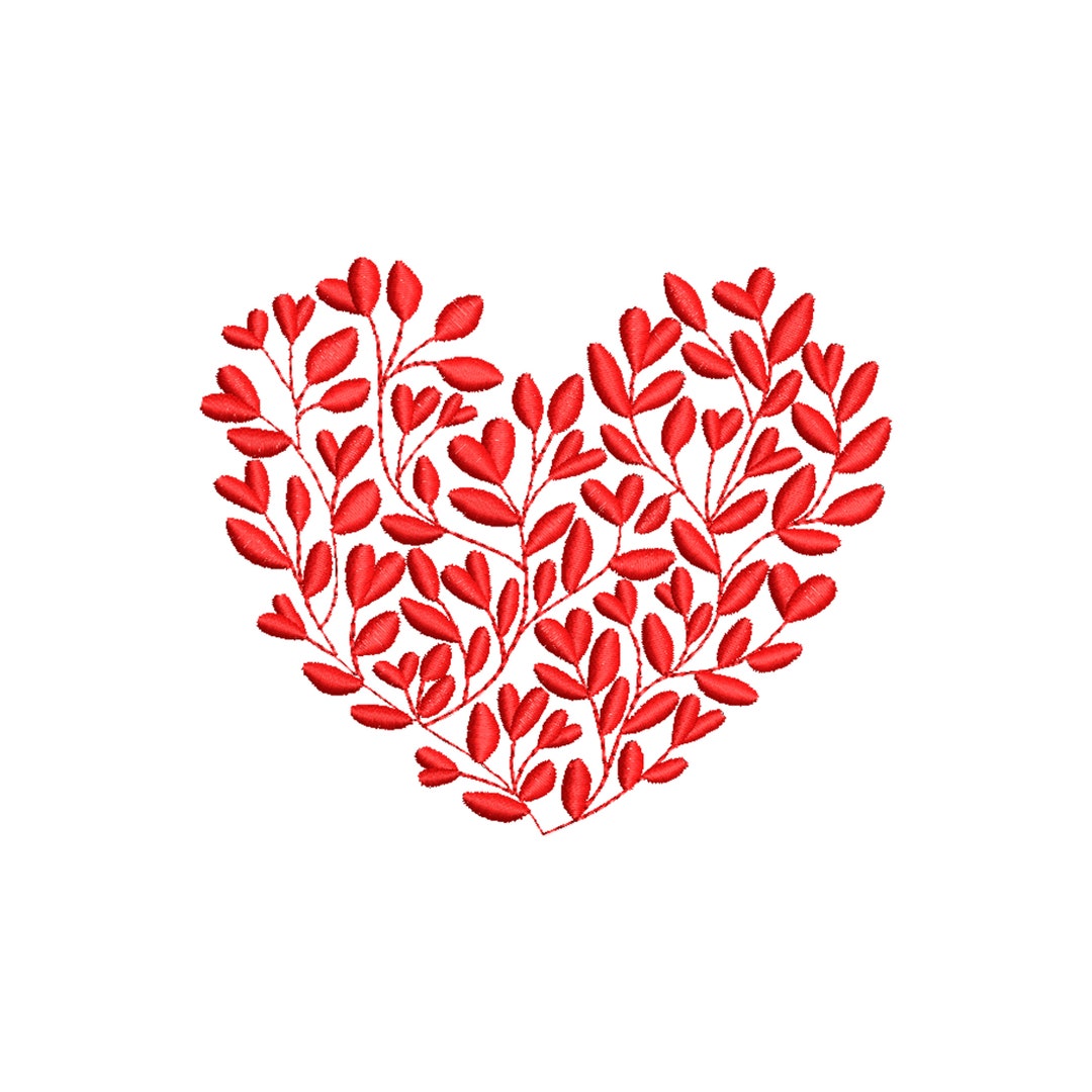 Floral Heart Embroidery Designs, 6 Sizes, Stin Heart Machine Embroidery ...
