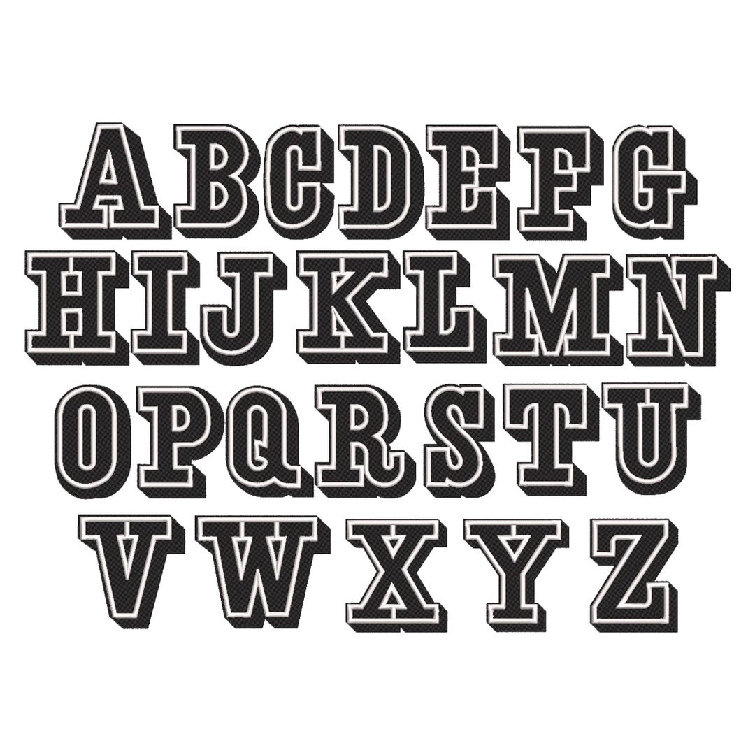 Block Shadow Embroidery Font, 10 Sizes, Fill Stitch Monogram Machine ...
