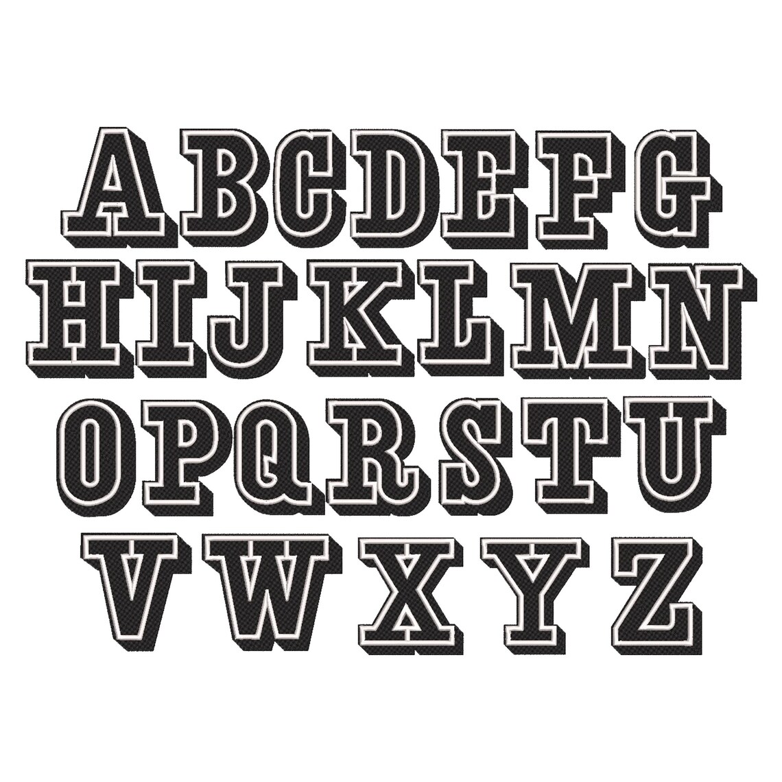 Block Shadow Embroidery Font, 10 Sizes, Fill Stitch Monogram Machine ...