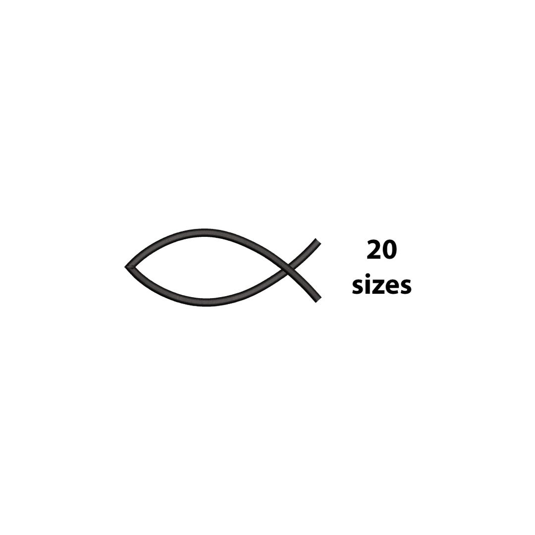 Jesus Fish Embroidery Design, 20 Sizes, Fish Icon Machine Embroidery ...