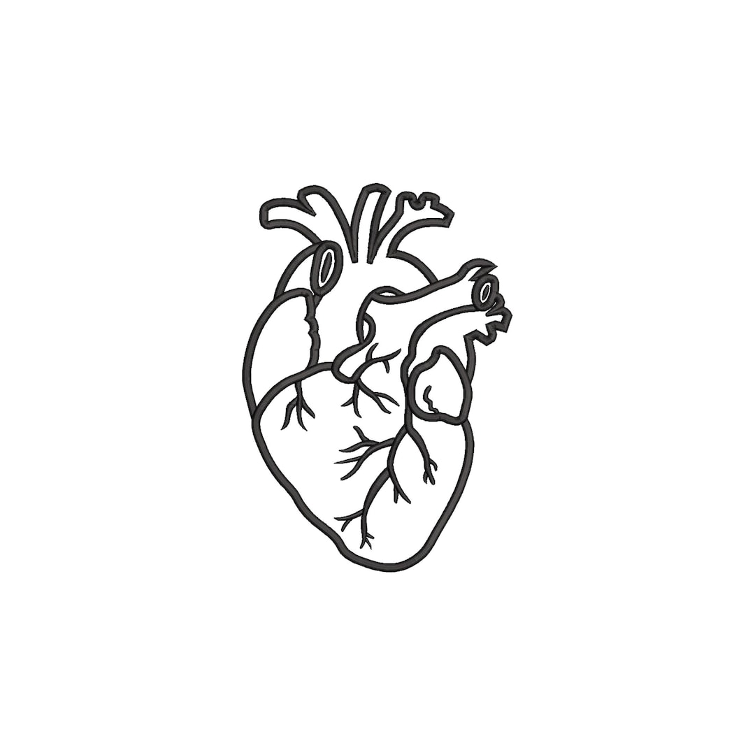 Anatomical Heart Embroidery Design, 16 Sizes, Heart Machine Embroidery ...