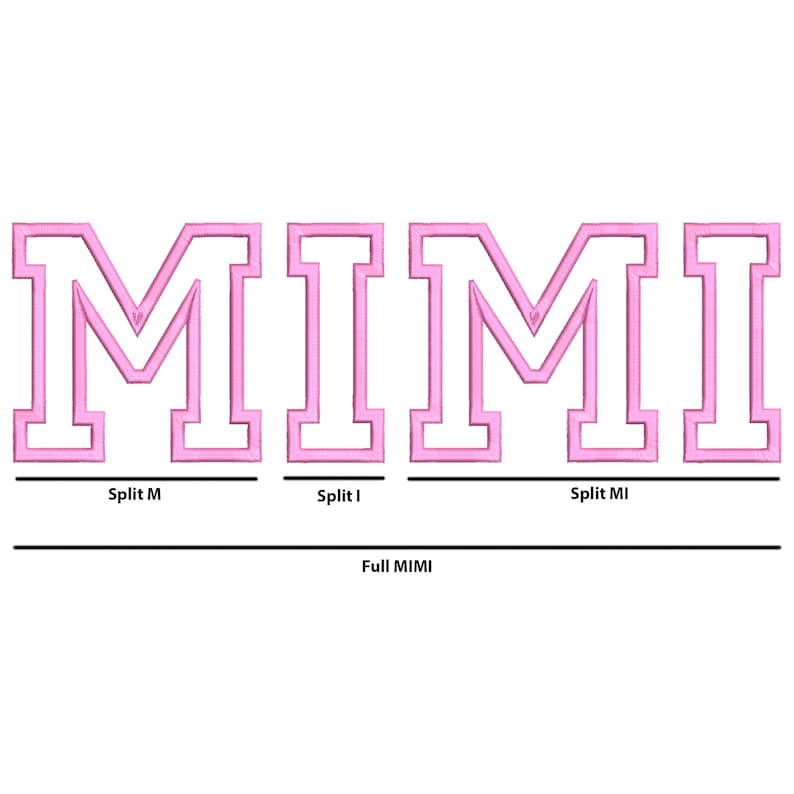 MIMI Applique Machine Embroidery Design, 10 Sizes, Full and Split MIMI ...