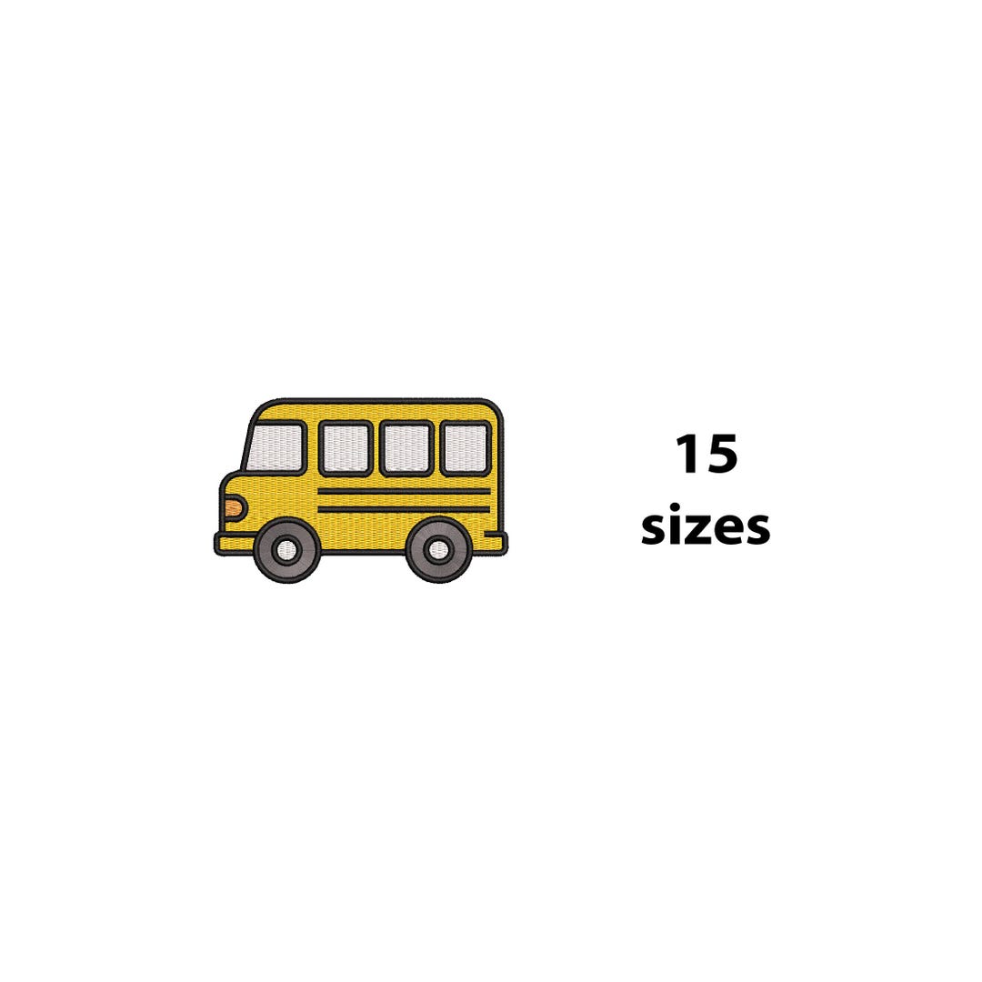 Mini School Bus Embroidery Design, 15 Sizes, Bus Machine Embroidery ...