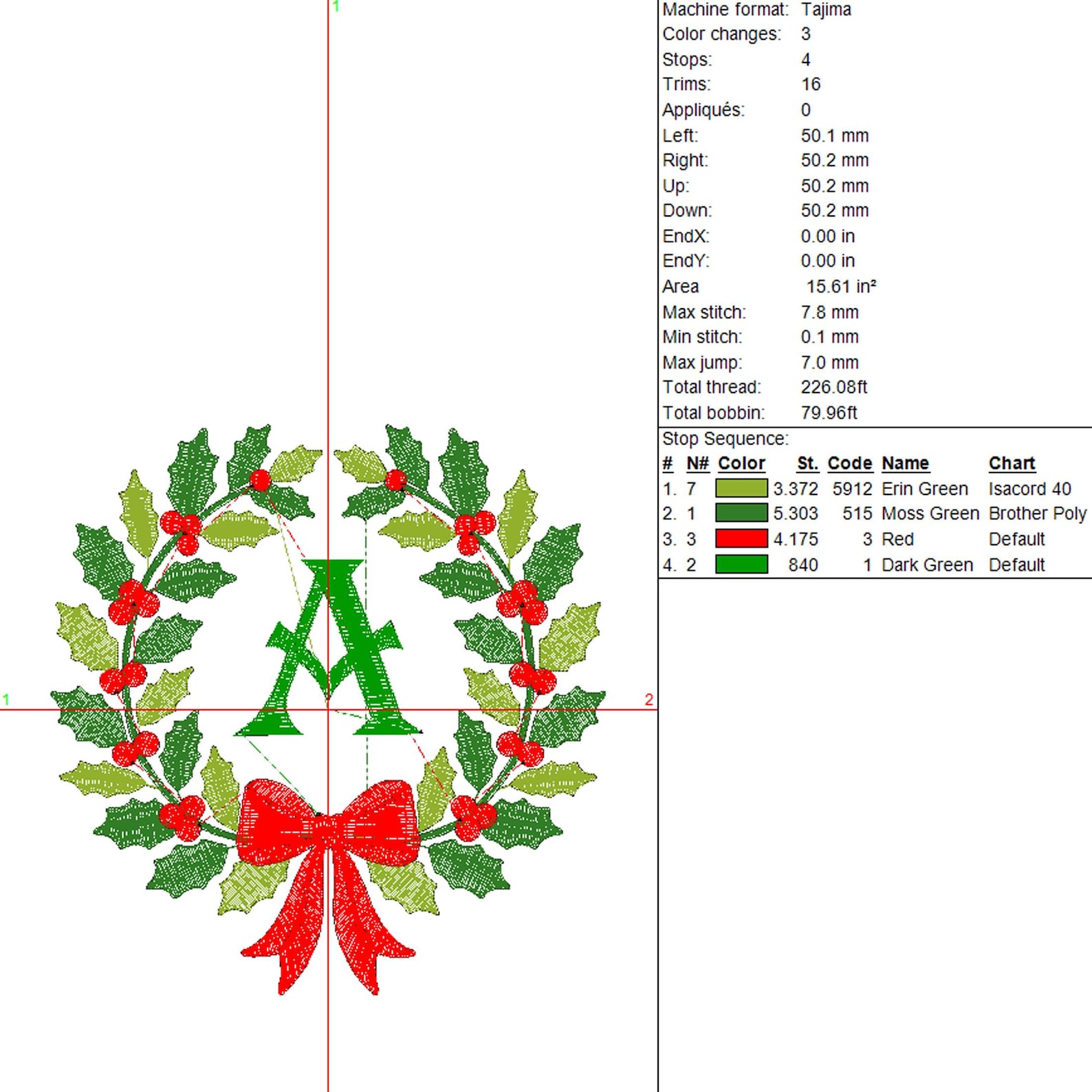 Floral Christmas Wreath Embroidery Font, 7 Sizes, Wreath Monogram ...
