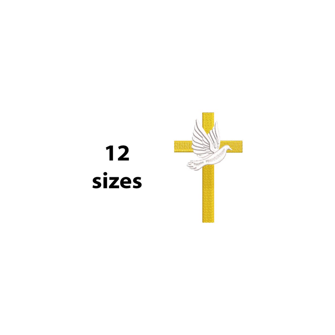 Cross With Dove Machine Embroidery Design, 12 Sizes, Christian Cross ...