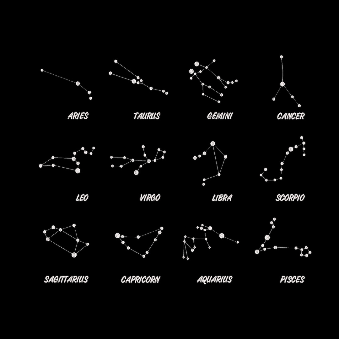 Star Signs Constellations Embroidery Design, 18 Sizes, Astrology ...