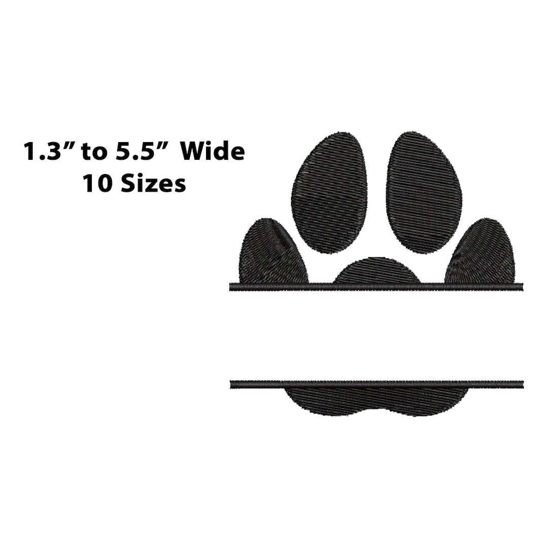 Split Paw Embroidery Design, 10 Sizes, Split Paw Dog Machine Embroidery ...