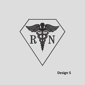 5 Registered Nurse Machine Embroidery Design File, 3 Sizes, RN Medical ...