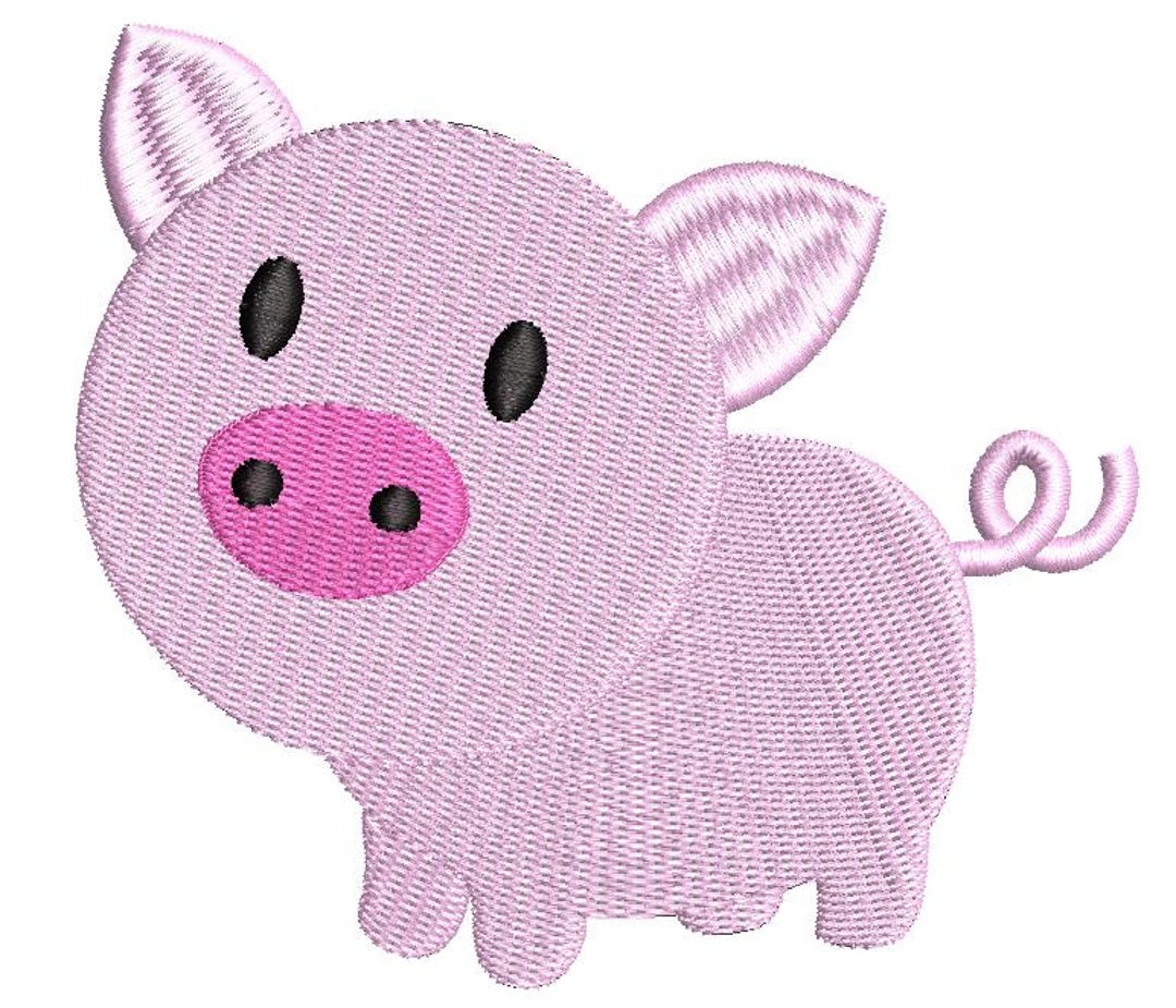 Mini Pig Embroidery Design, 15 Sizes, Pink Pig Machine Embroidery ...