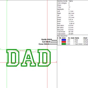 DAD Applique Machine Embroidery Design, 41 Sizes, Full and Split DAD ...