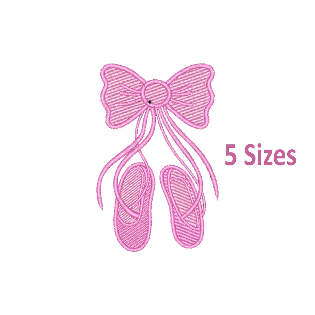Ballerina Slippers Machine Embroidery Design, 5 Sizes, Ballet Slippers ...