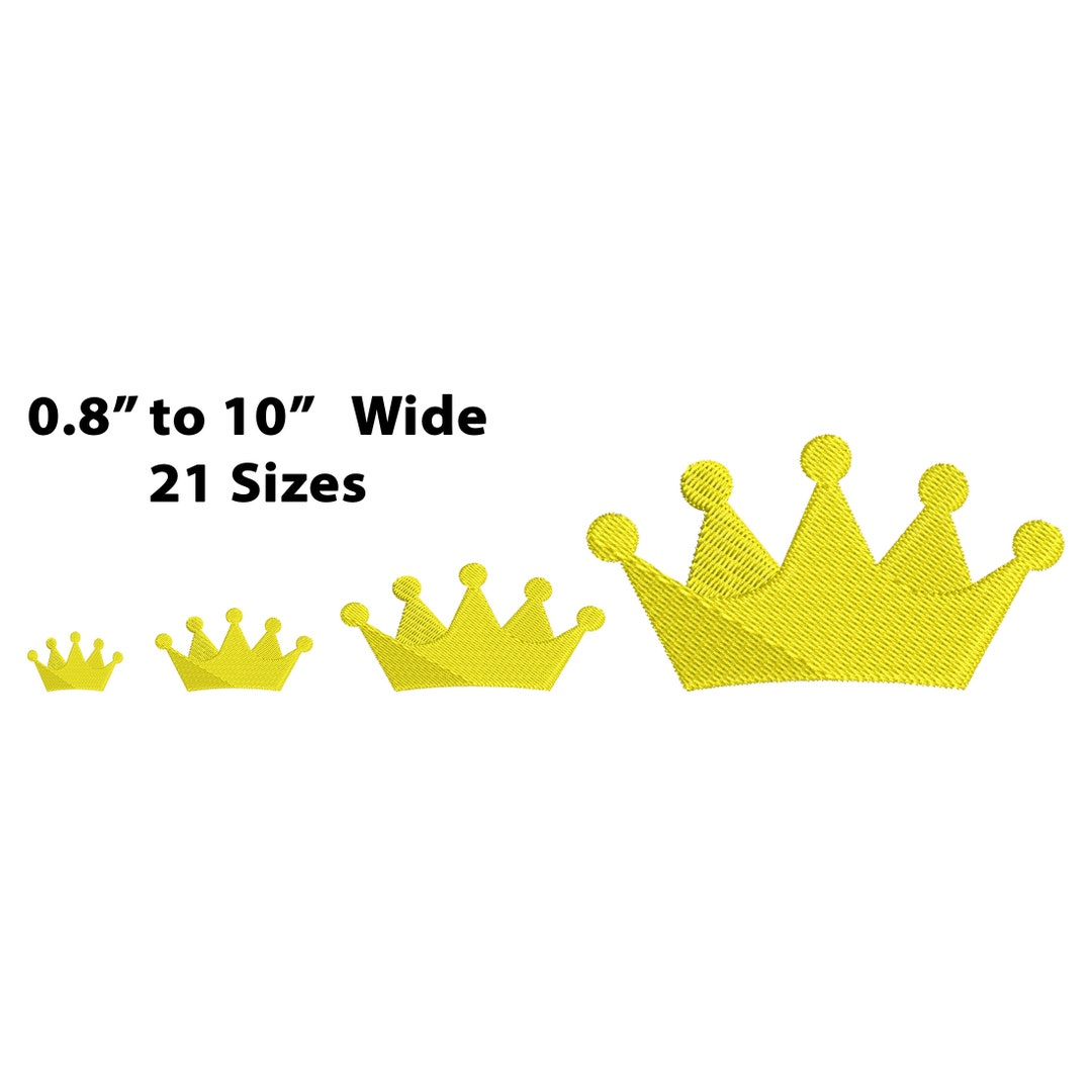 Mini to Large Crown Embroidery Design, 21 Sizes, Mini Crown Machine ...