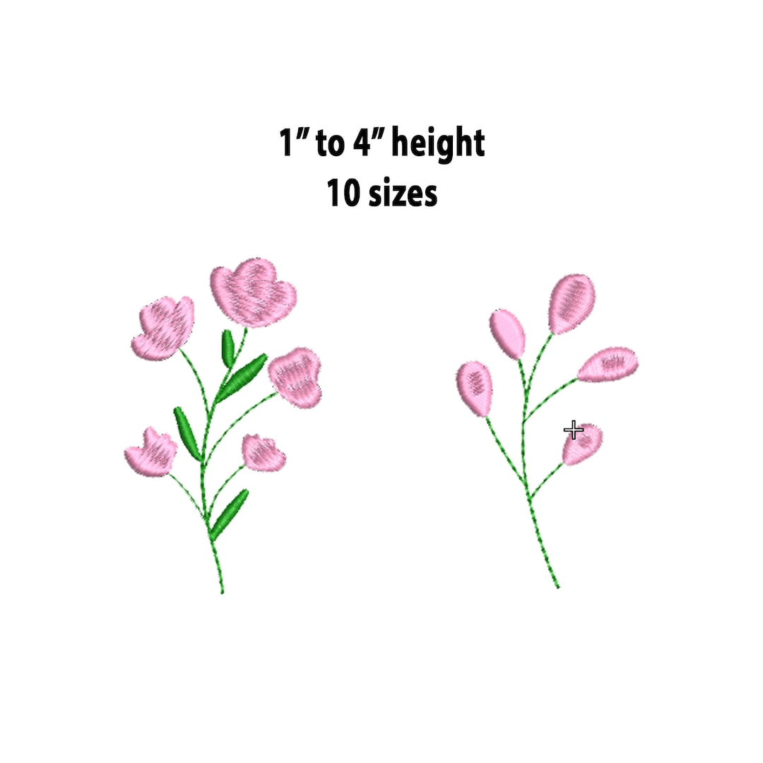 Individual 2 Mini Flower Embroidery Designs, 10 Sizes, Mini Bouquet ...
