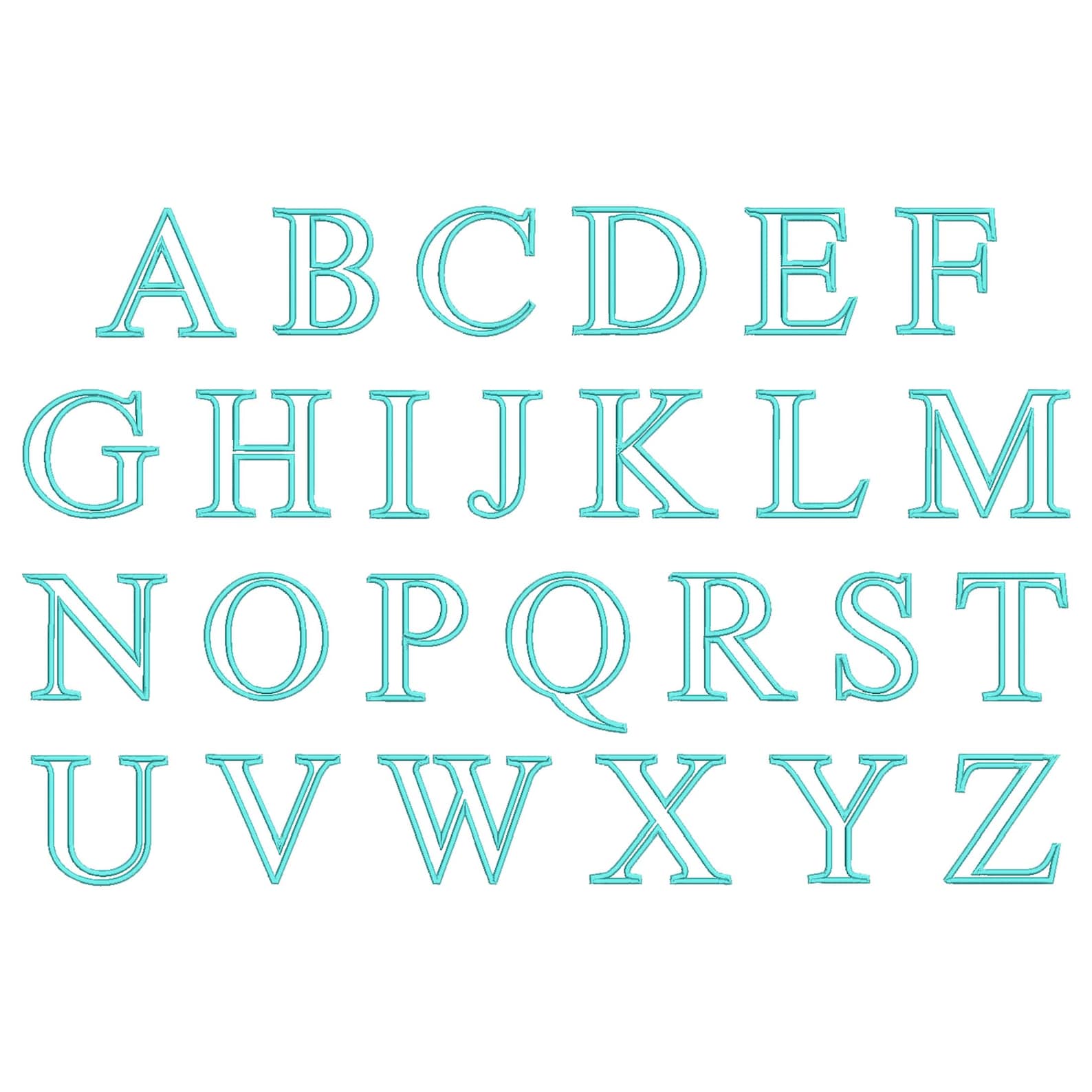 Serif Outline Embroidery Font, 6 Sizes, Serif Block Satin Outline ...