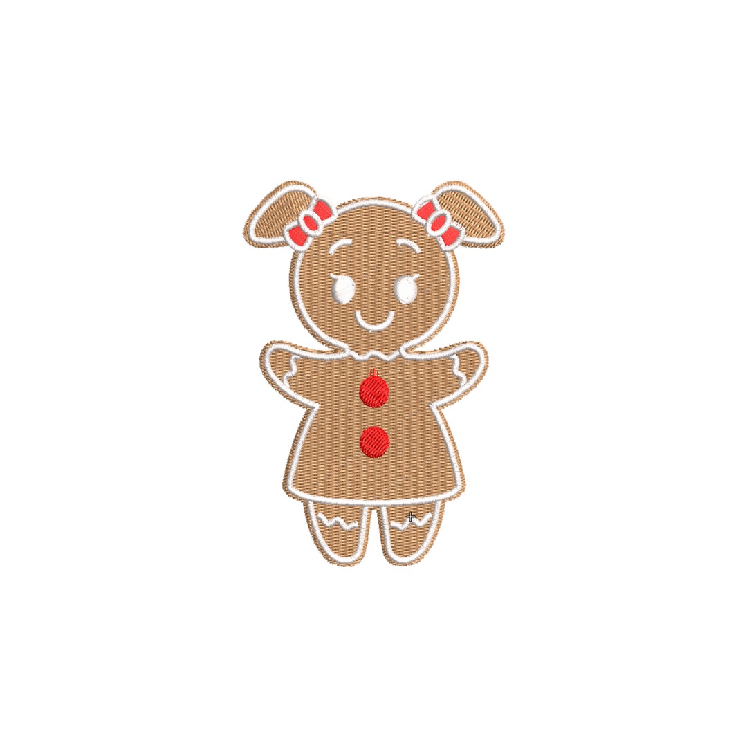 Cute Gingerbread Girl Embroidery Design, 5 Sizes, Girl Gingerbread ...