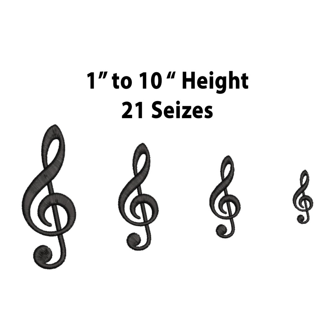 Mini to Large Treble Clef Embroidery Design, 21 Sizes, Treble Clef ...