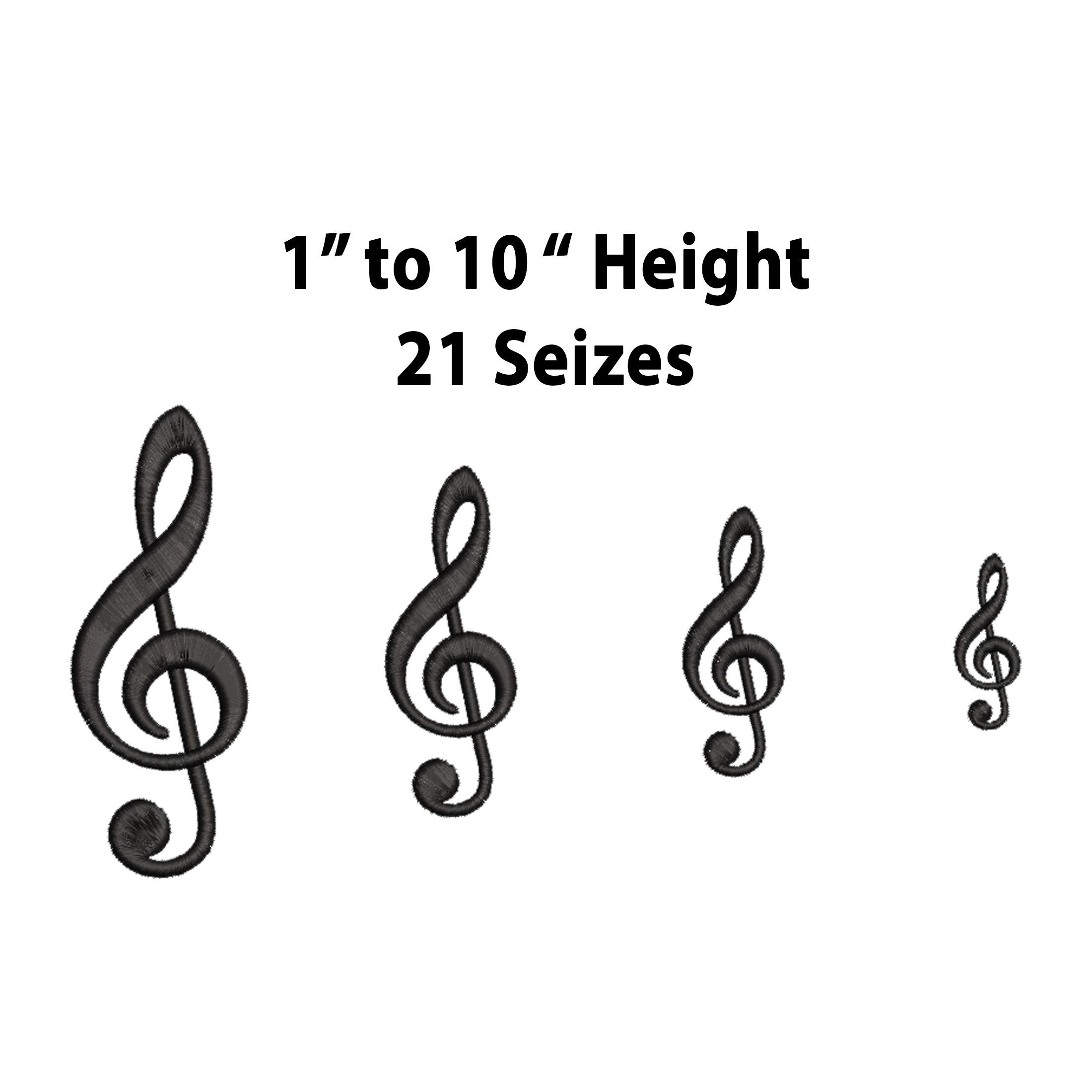 Mini to Large Treble Clef Embroidery Design, 21 Sizes, Treble Clef ...