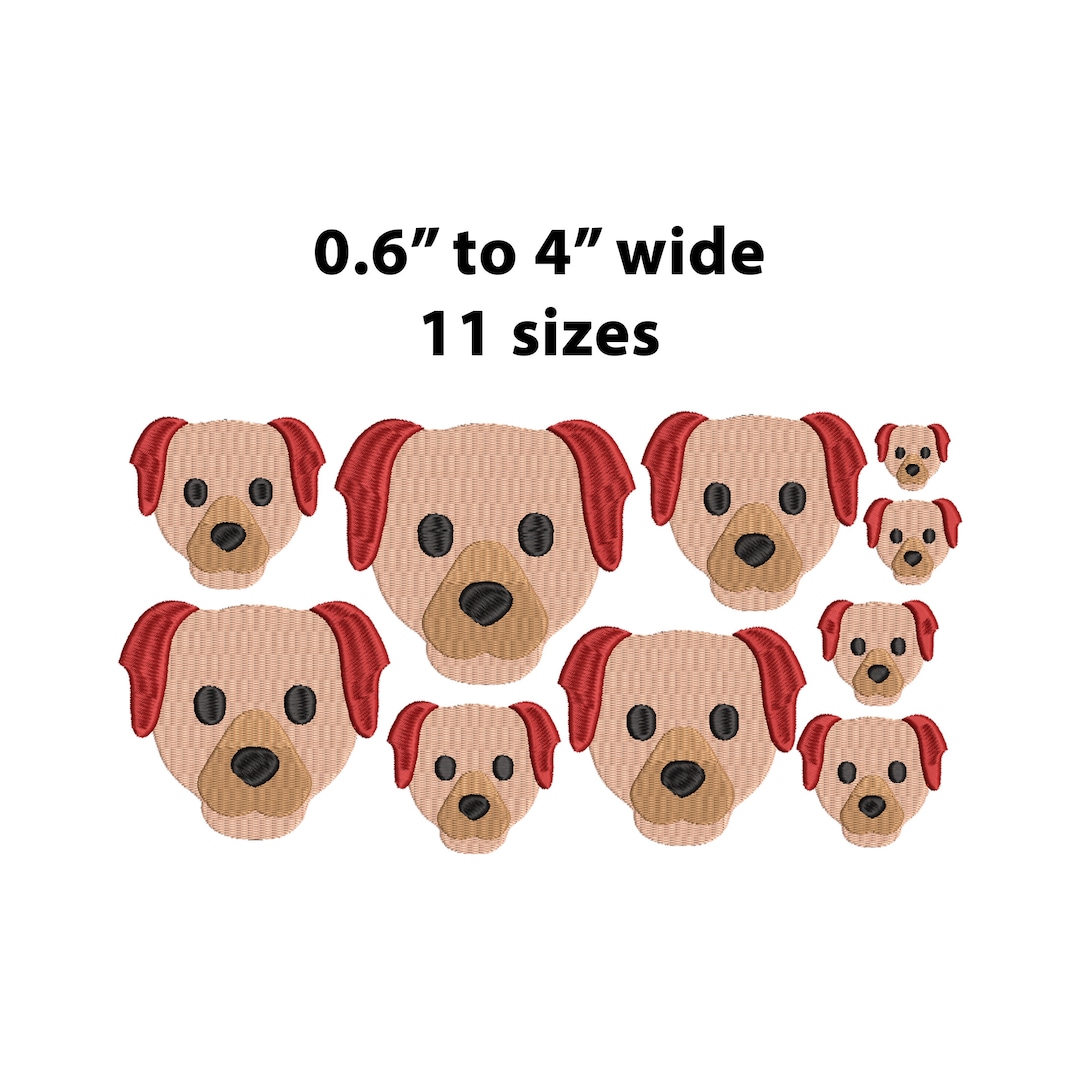 Mini Dog Face Embroidery Design, 11 Sizes, Dog Head Machine Embroidery ...