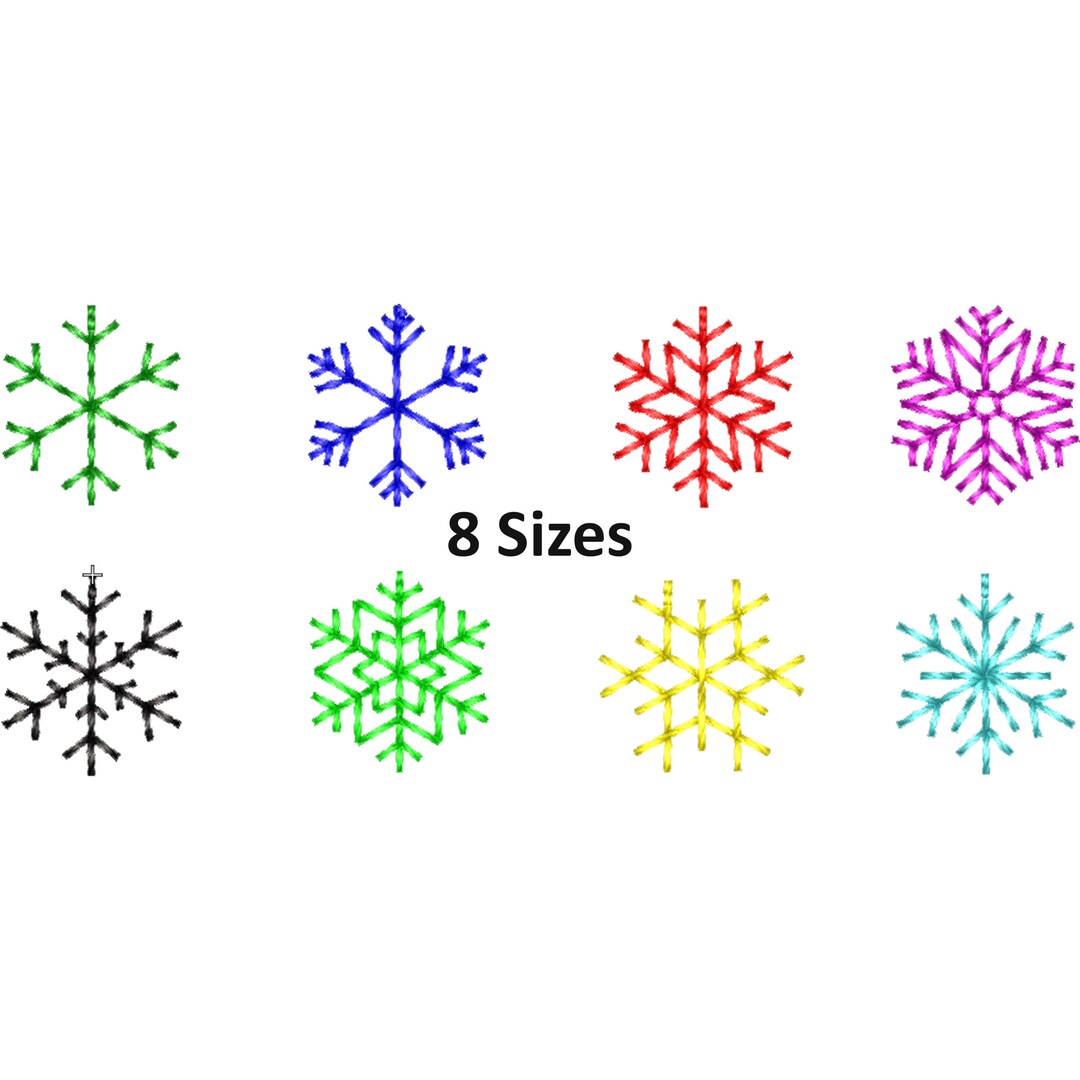 8 Mini Snowflake Machine Embroidery Design, Set of 8 and 8 Sizes ...