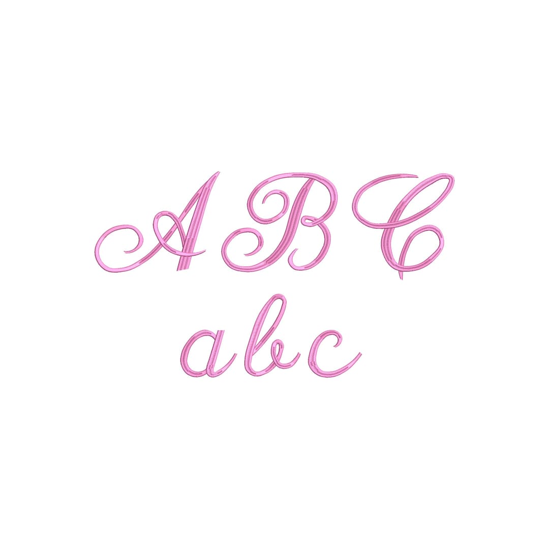Mini to Large Elegant Handwriting Embroidery Font, 9 Sizes, Satin ...