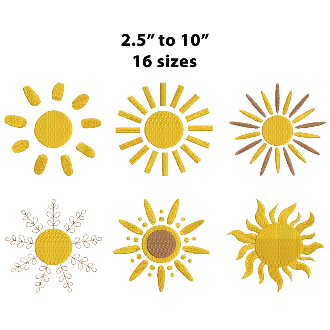 6 Boho Sun Embroidery Design, 16 Sizes, Boho Sun Machine Embroidery ...