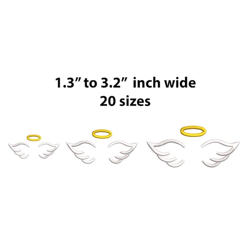 Mini Angel Wings Machine Embroidery Design, 20 Sizes, Mini Angel ...