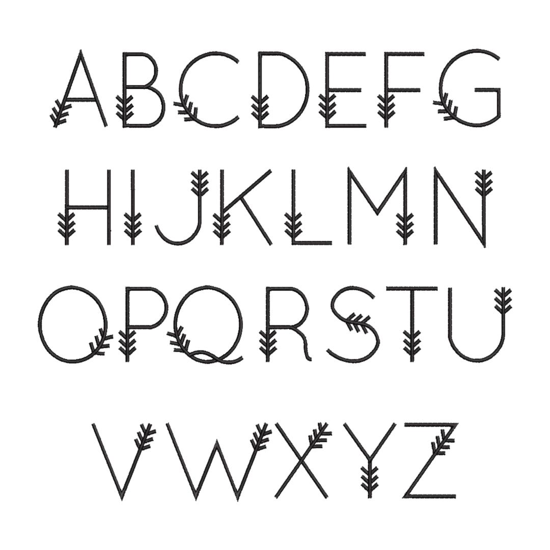 Arrow Embroidery Font Design, 9 Sizes, A-Z Sorted, Alphabet Letters ...