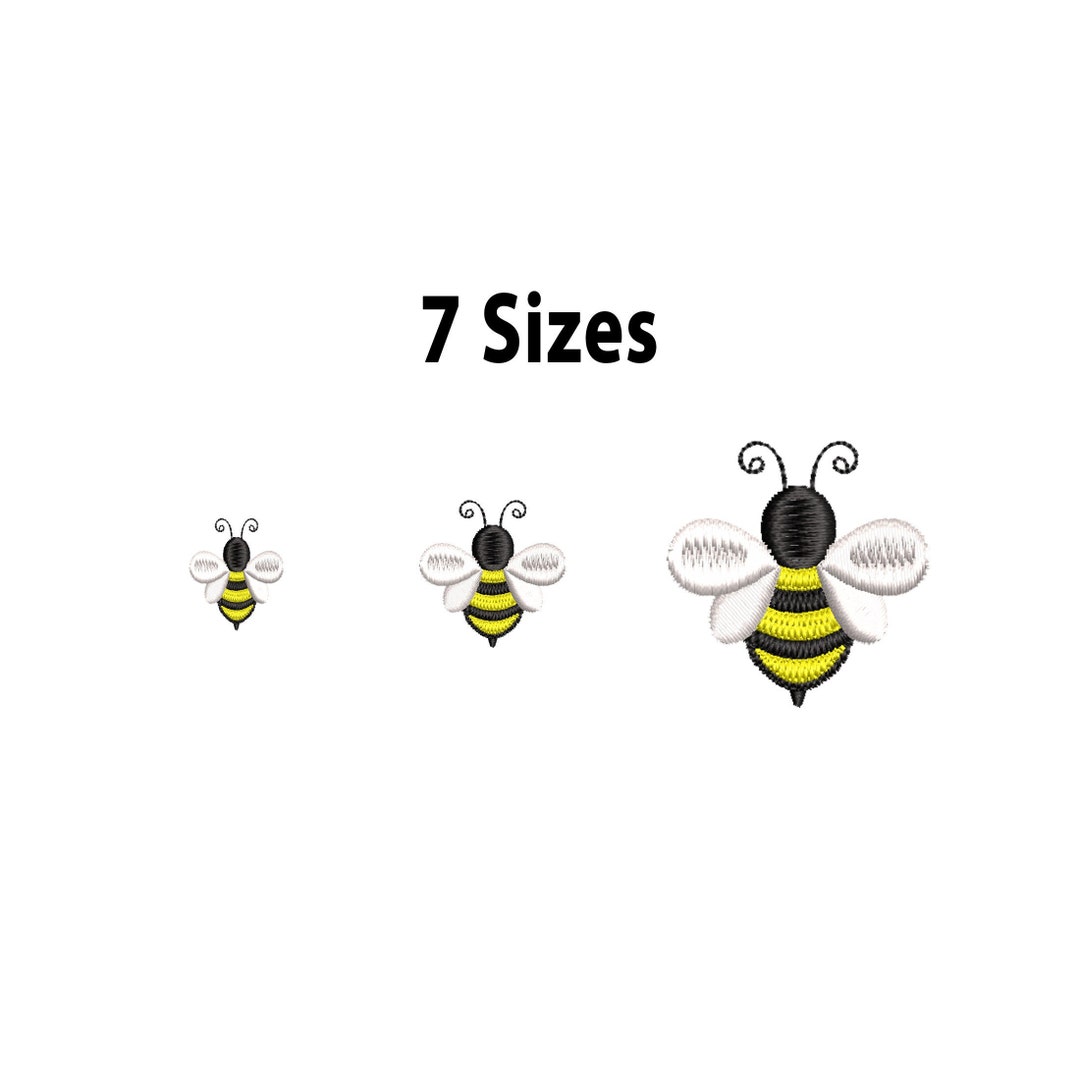 Mini Bee Embroidery Design, 7 Sizes, Bee Machine Embroidery Design File ...