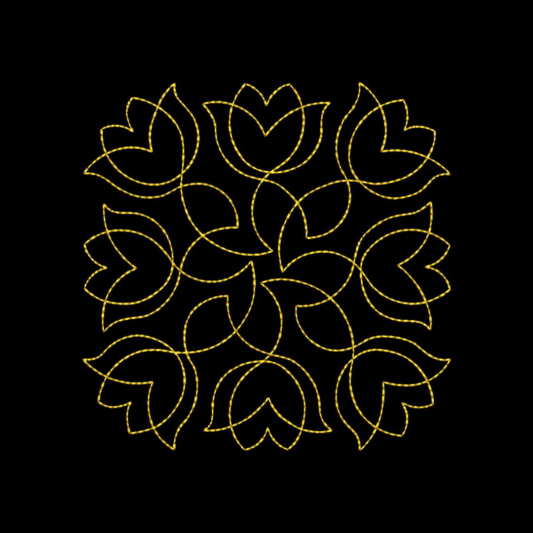 Flower Stipple Quilt Block Machine Embroidery Design, 30 Sizes, Flower ...
