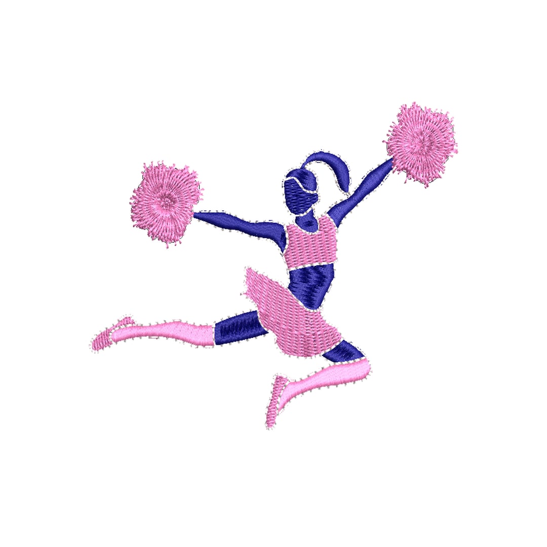 Cheerleader Embroidery Design, 10 Sizes, Cheer Leader Jump Machine ...