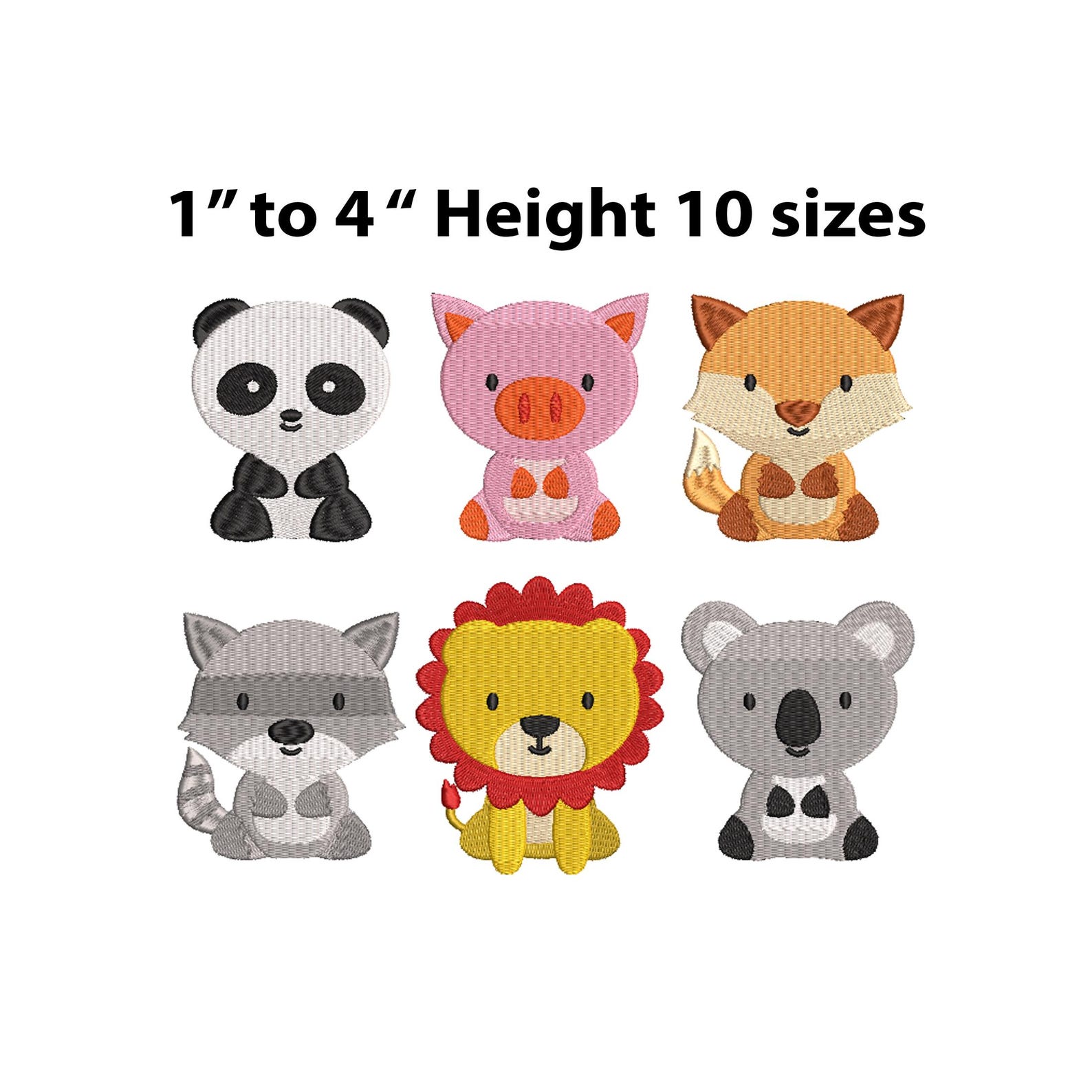 6 Mini Animals Embroidery Design, 10 Size, Mini Animals Machine ...