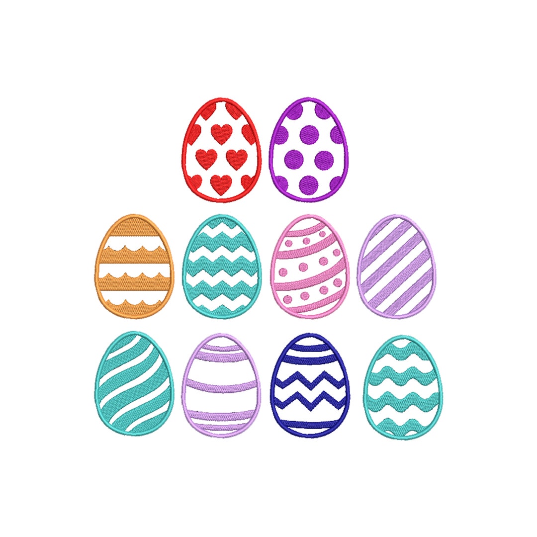 10 Easter Egg Machine Embroidery Design, 10 Size, Easter Eggs Machine ...