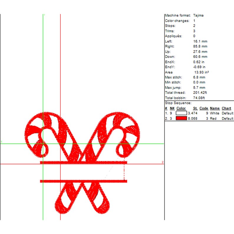 Split Christmas Candy Embroidery Design, 6 Sizes, Christmas Candy Cane ...