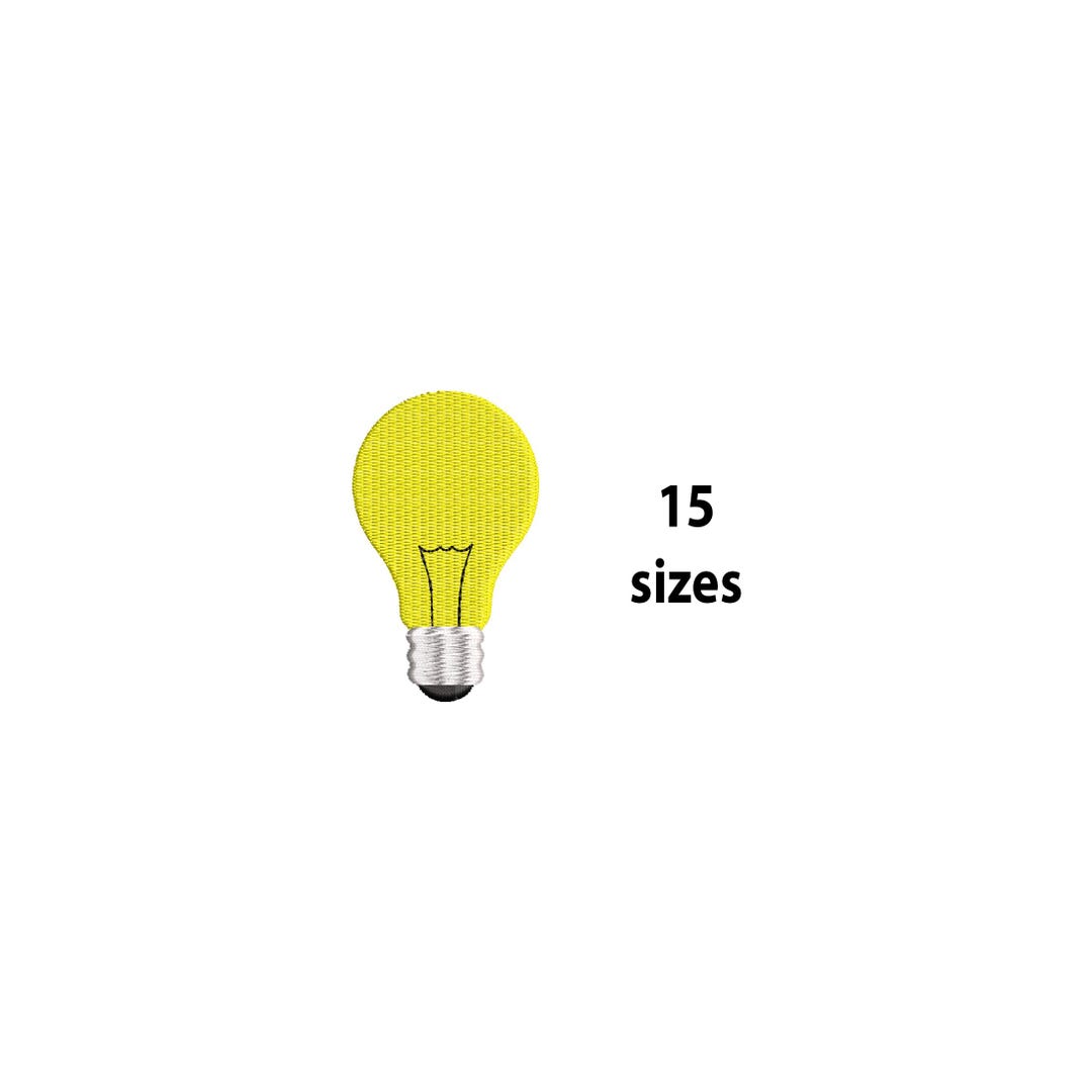 Mini Bulb Embroidery Design, 15 Sizes, Light Bulb Machine Embroidery ...
